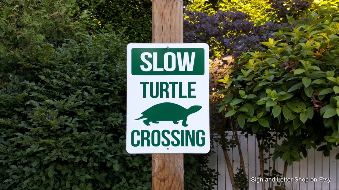 Turtle Crossing Sign Slow Warning Road Sign - Etsy