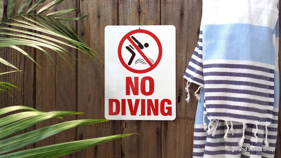 No Diving Sign, Swimming Pool, Cottage, Beach, Lake Metal Sign 9 X 12 ...