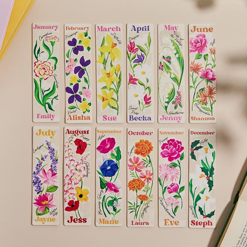Personalized March Birth Flower Leather Bookmark | Daffodil Gift - Etsy