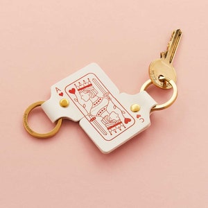 Personalised Playing Card Leather Keyring Set | Valentine’s Day ...