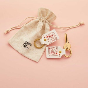Personalised Playing Card Leather Keyring Set | Valentine’s Day ...