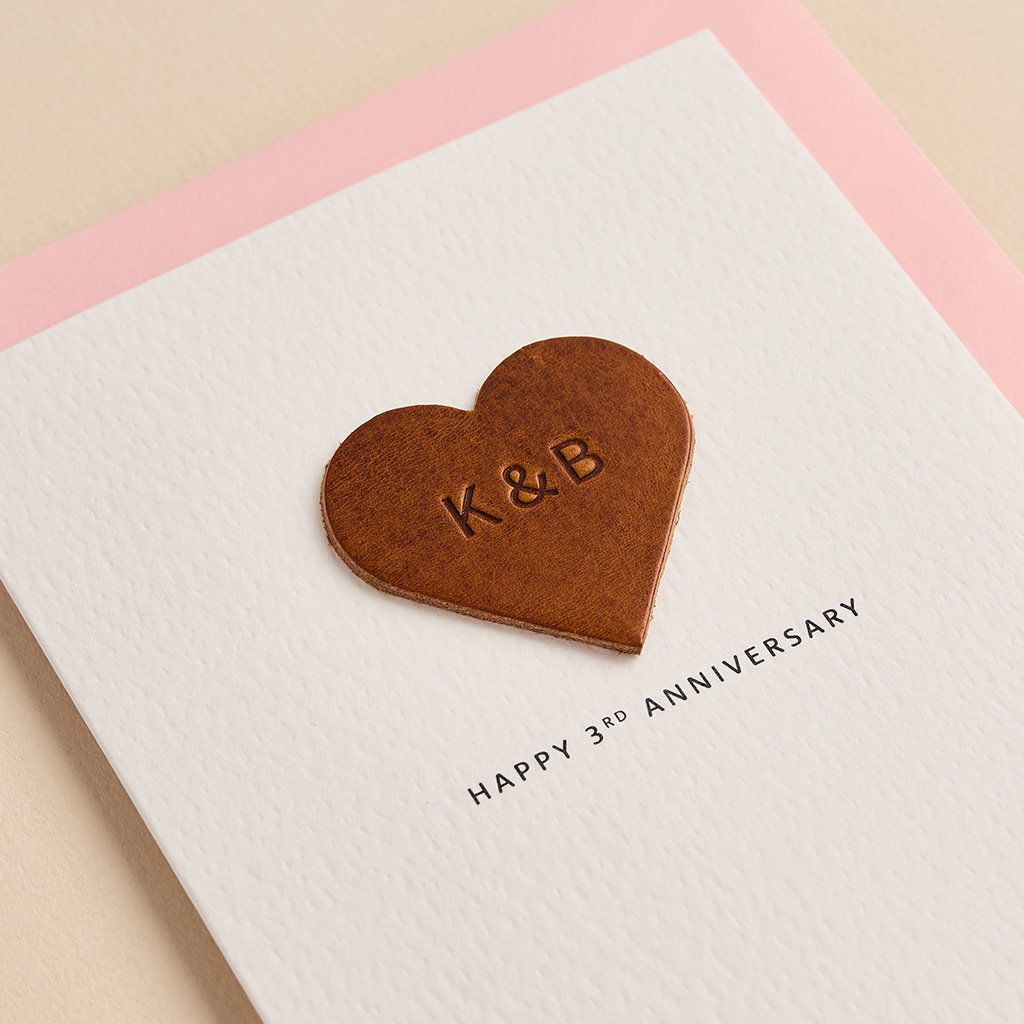 Personalized 3rd Anniversary Leather Heart Card *US TARIFFS COVERED* - Etsy