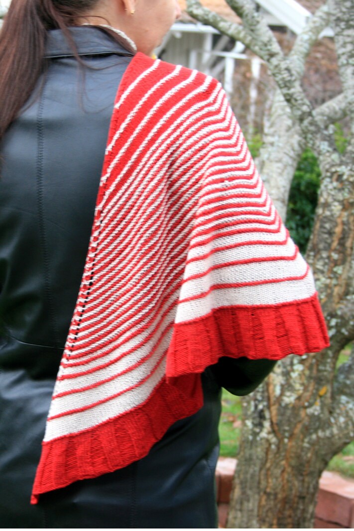 Striped Shawl Knitting Pattern PDF, Shawl Flower Flakes, Easy Striped ...