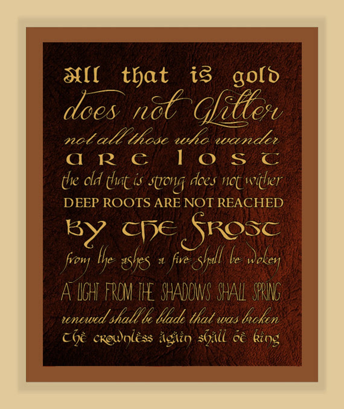 Riddle of Strider POEM Lord of the Rings TYPOGRAPHY Modern Print Poster ...