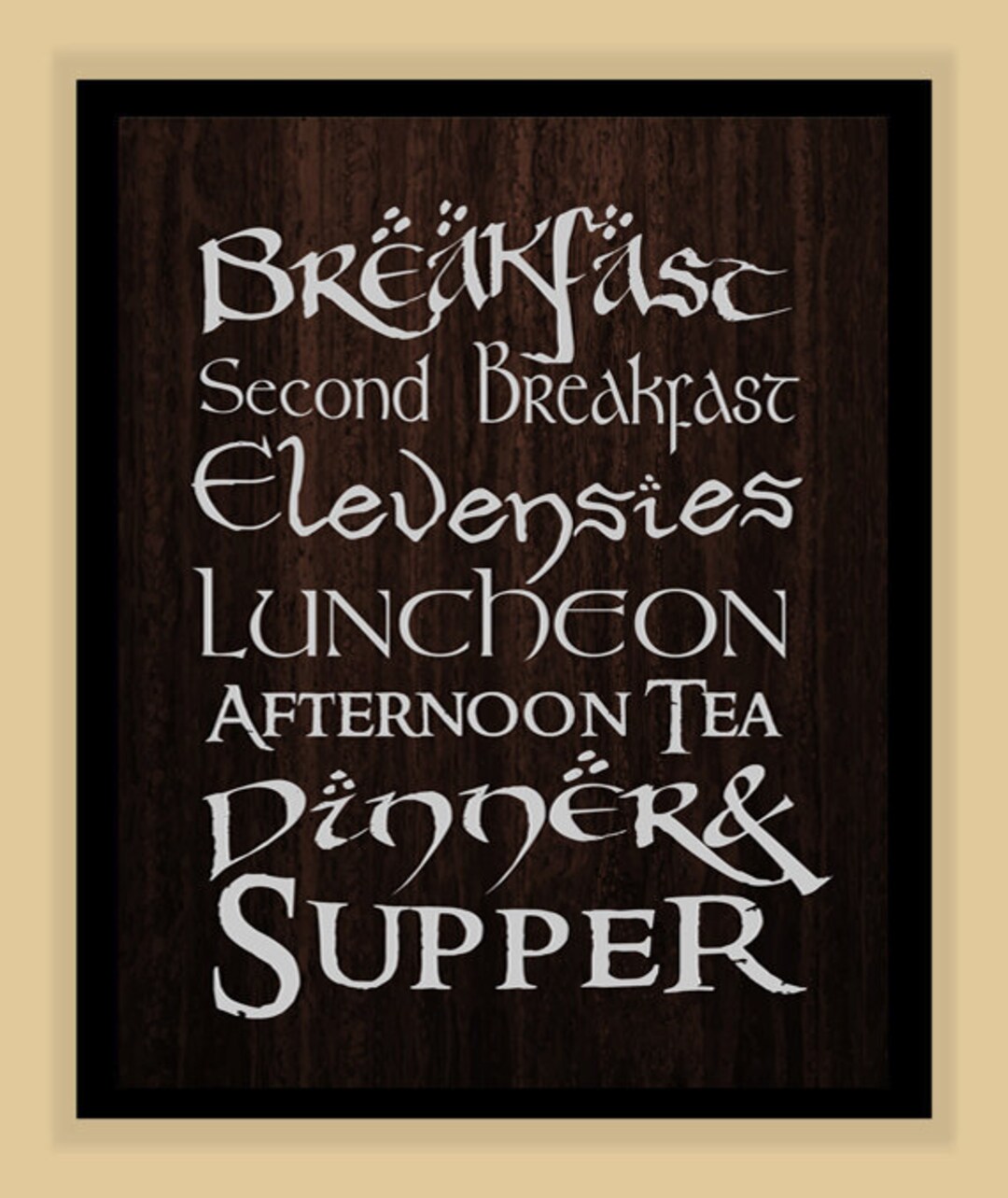 Hobbit Meals Lord of the Rings TYPOGRAPHY Modern Print Poster - Etsy