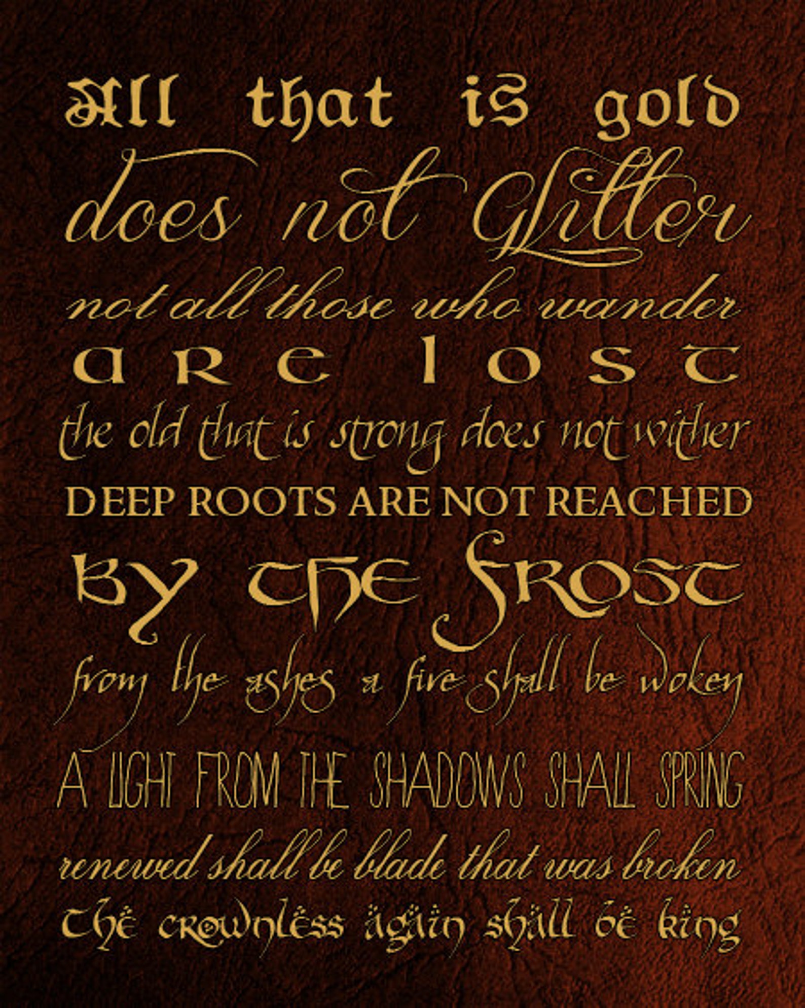 Riddle of Strider POEM Lord of the Rings TYPOGRAPHY Modern Print Poster ...