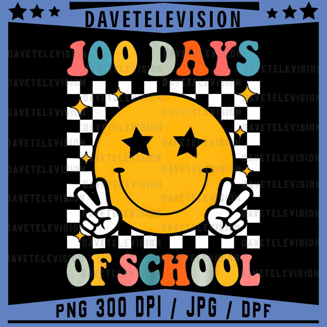 Retro 100 Days of School Kids Toddler Smile Face Png, 100th Day Png ...