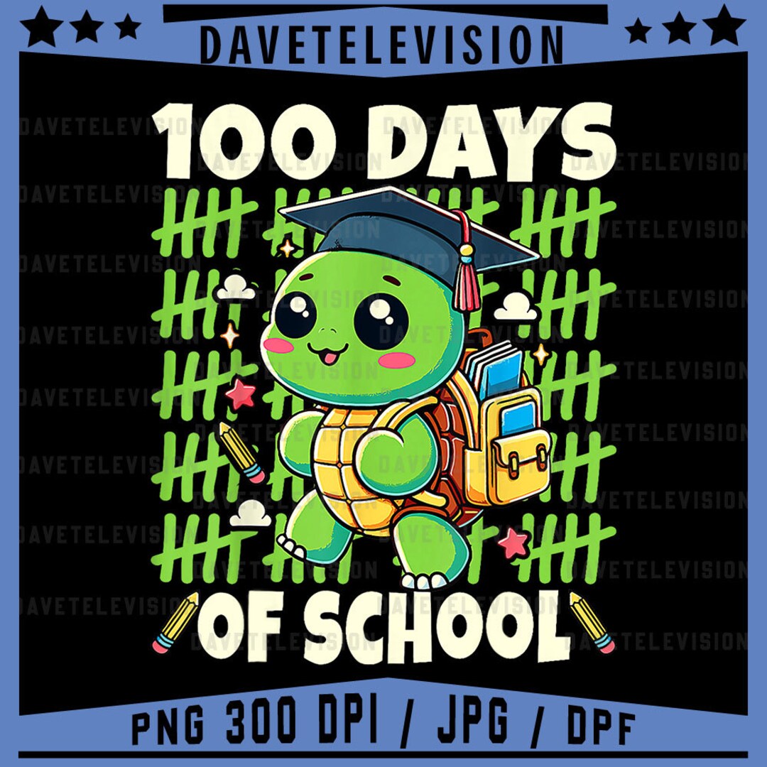 100th for Kids Png, 100 Days of School Turtle Boys Girls Png, Lover ...
