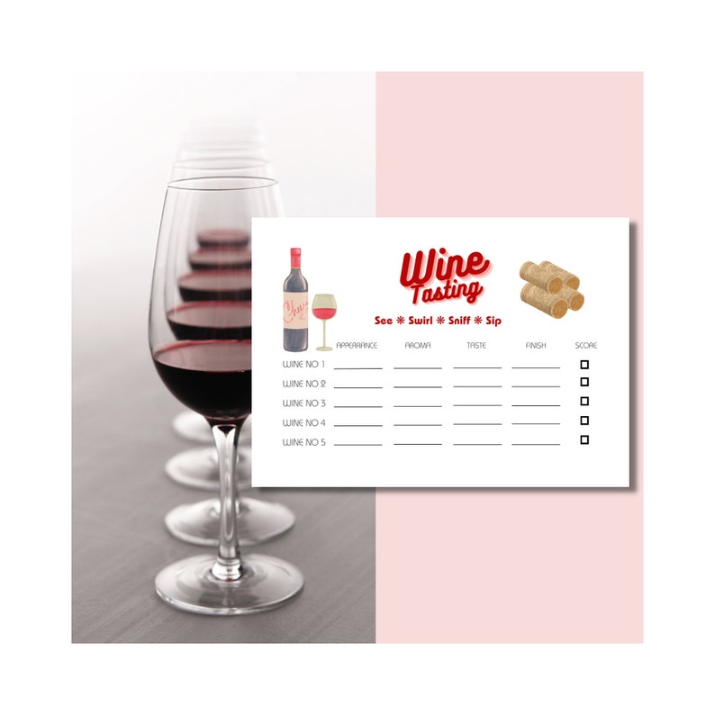 Wine Tasting Card Wine Tasting Printable Wine Tasting Scorecard Wine ...