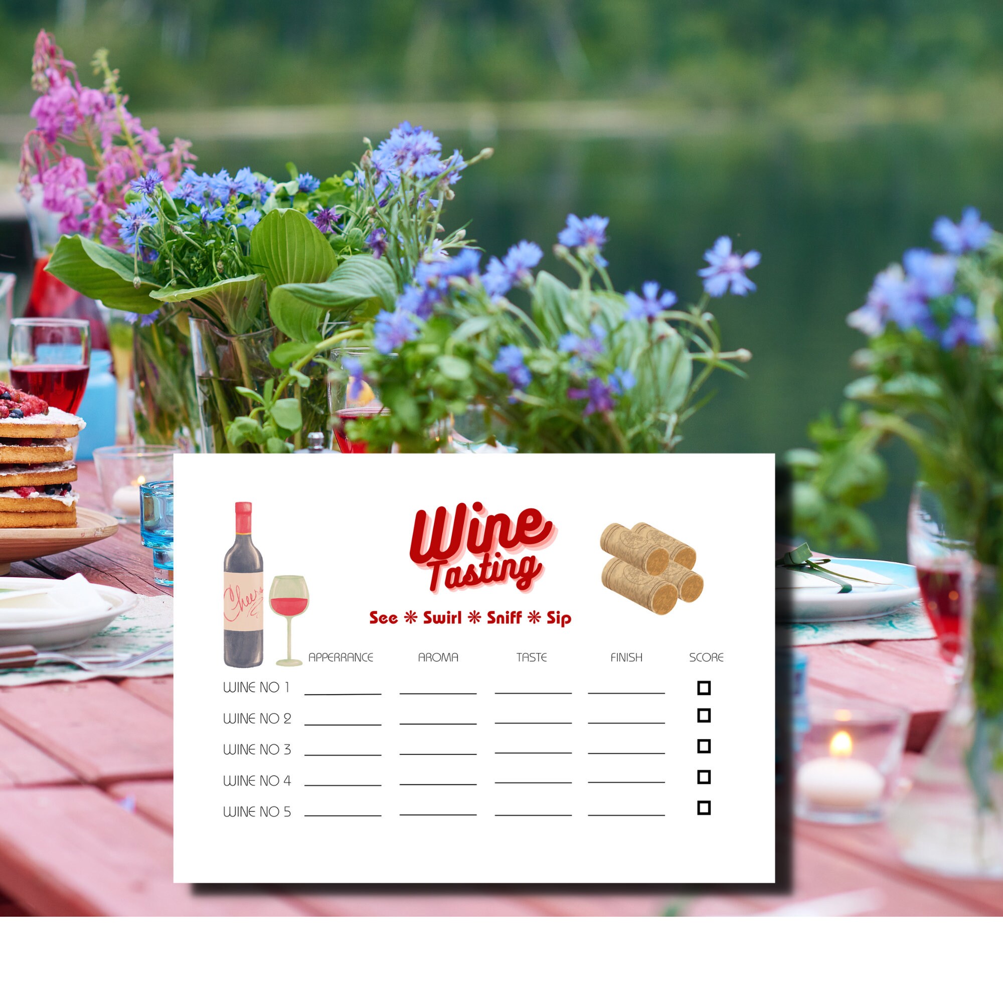 Wine Tasting Card Wine Tasting Printable Wine Tasting Scorecard Wine ...