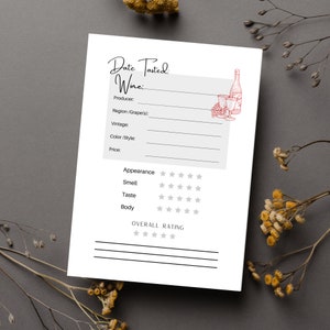 Printable Wine Tasting Score Cards Tasting Notes Wine Tasting Card Wine ...