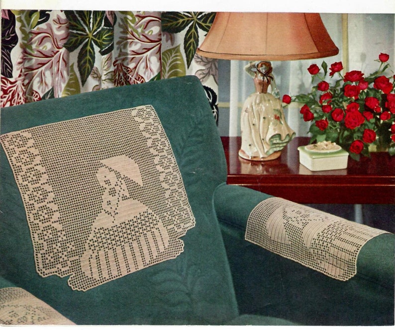 Antimacassar Victorian Ladies Crochet Chair Set & Runner Vintage ...