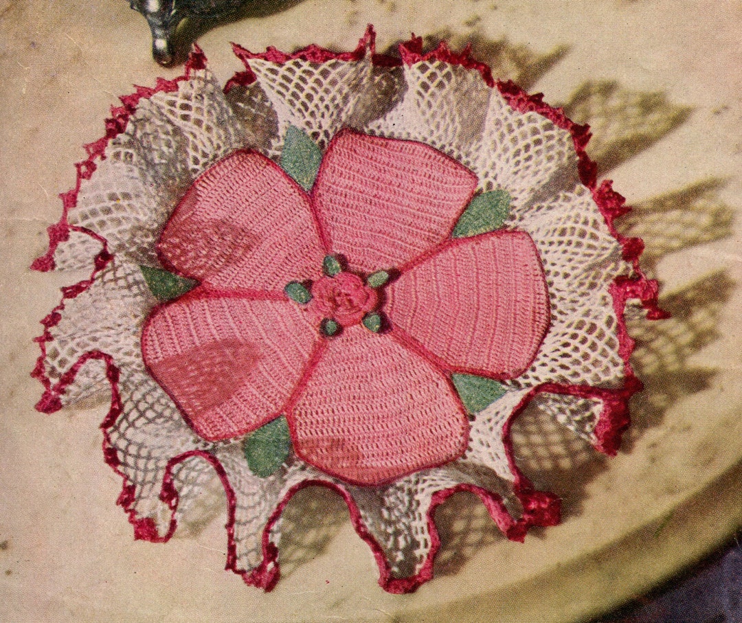Crochet Rose Doily Pattern Vintage 1950s Crochet Pattern, Crochet ...