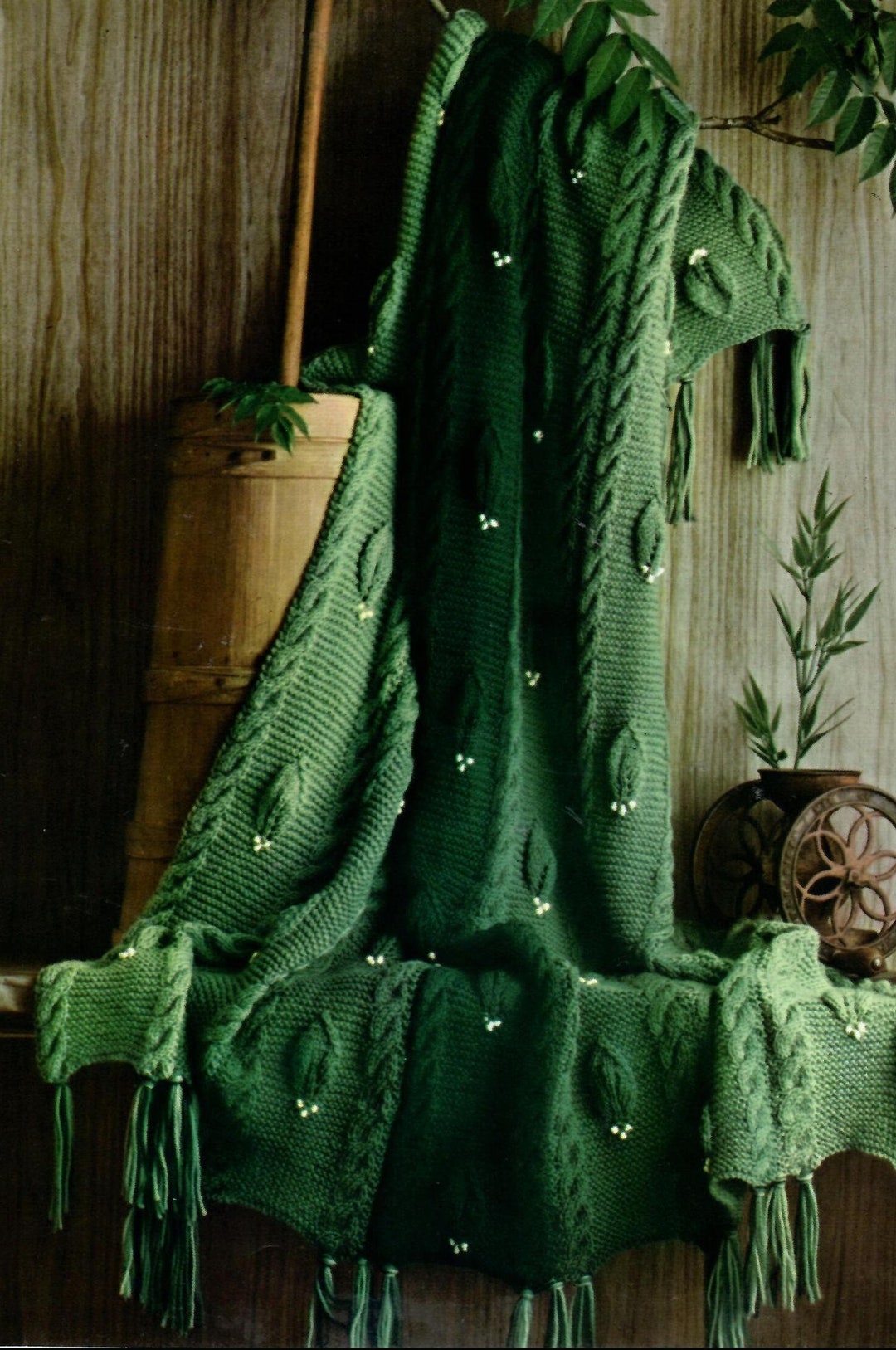 Knit Leaf Afghan Pattern, Vintage Farmhouse Design (PDF Download) - Etsy