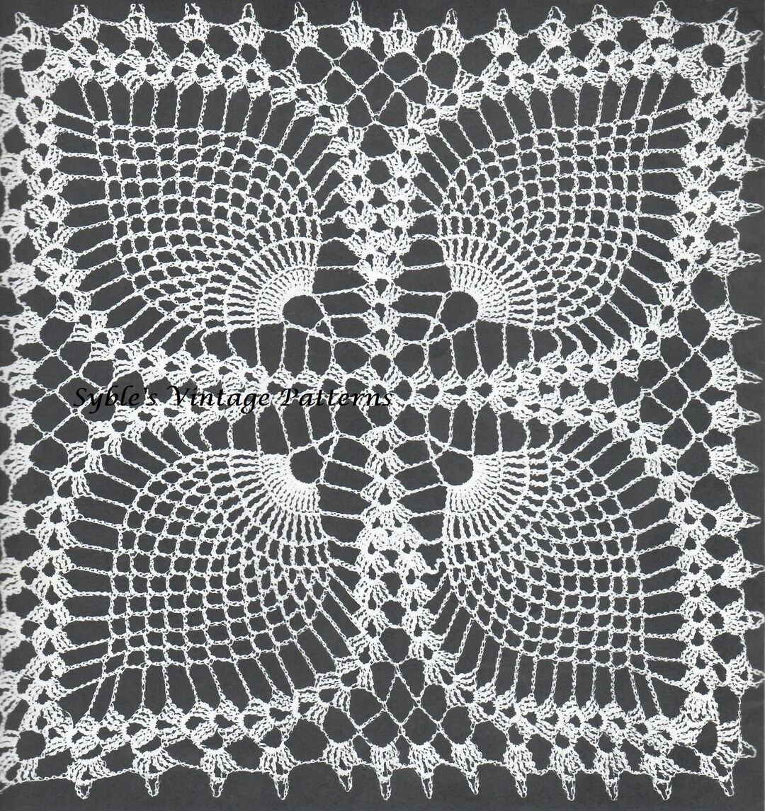 Vintage Pineapple Square Crochet Doily Pattern (PDF Download) - Etsy