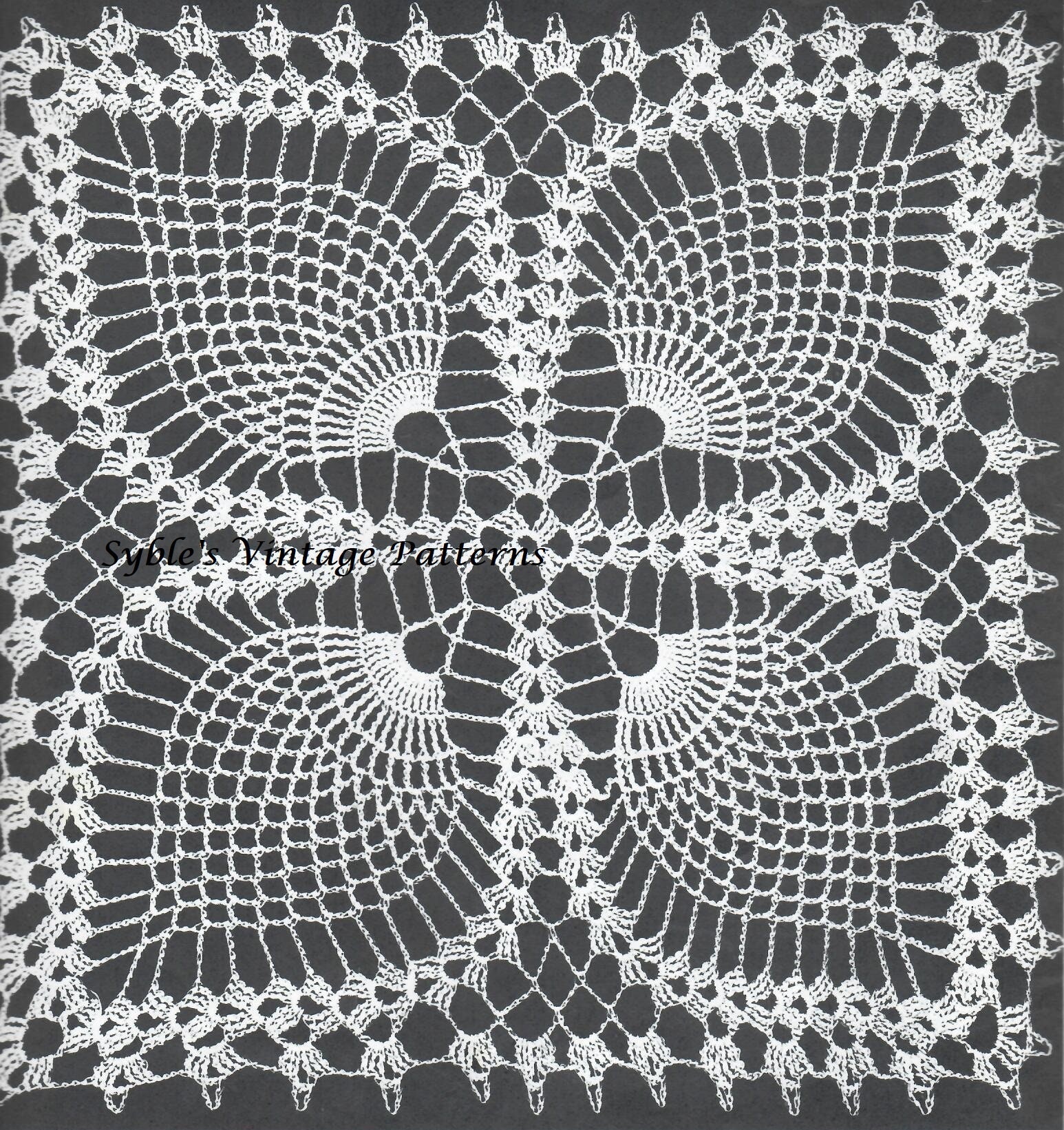 Pineapple Square Crochet Doily Vintage Pattern PDF Instant Download ...