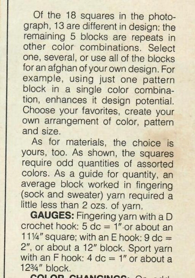 Sampler Crochet Afghan Vintage Pattern PDF Instant Download DIY Pattern ...