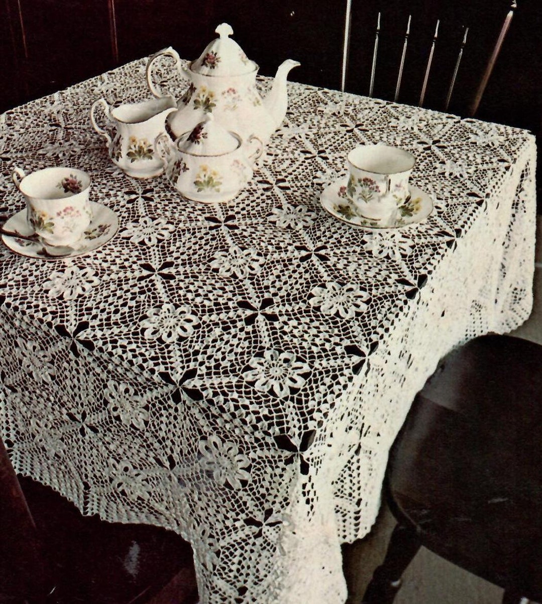 Crochet Lace Tablecloth Pattern Vintage Heirloom PDF Instant Download ...