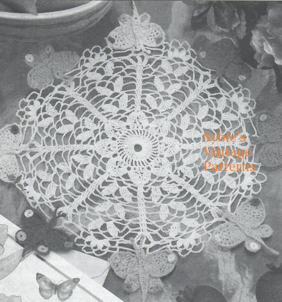 Crochet Butterfly Doily Vintage 1950 Pattern PDF Instant Download ...