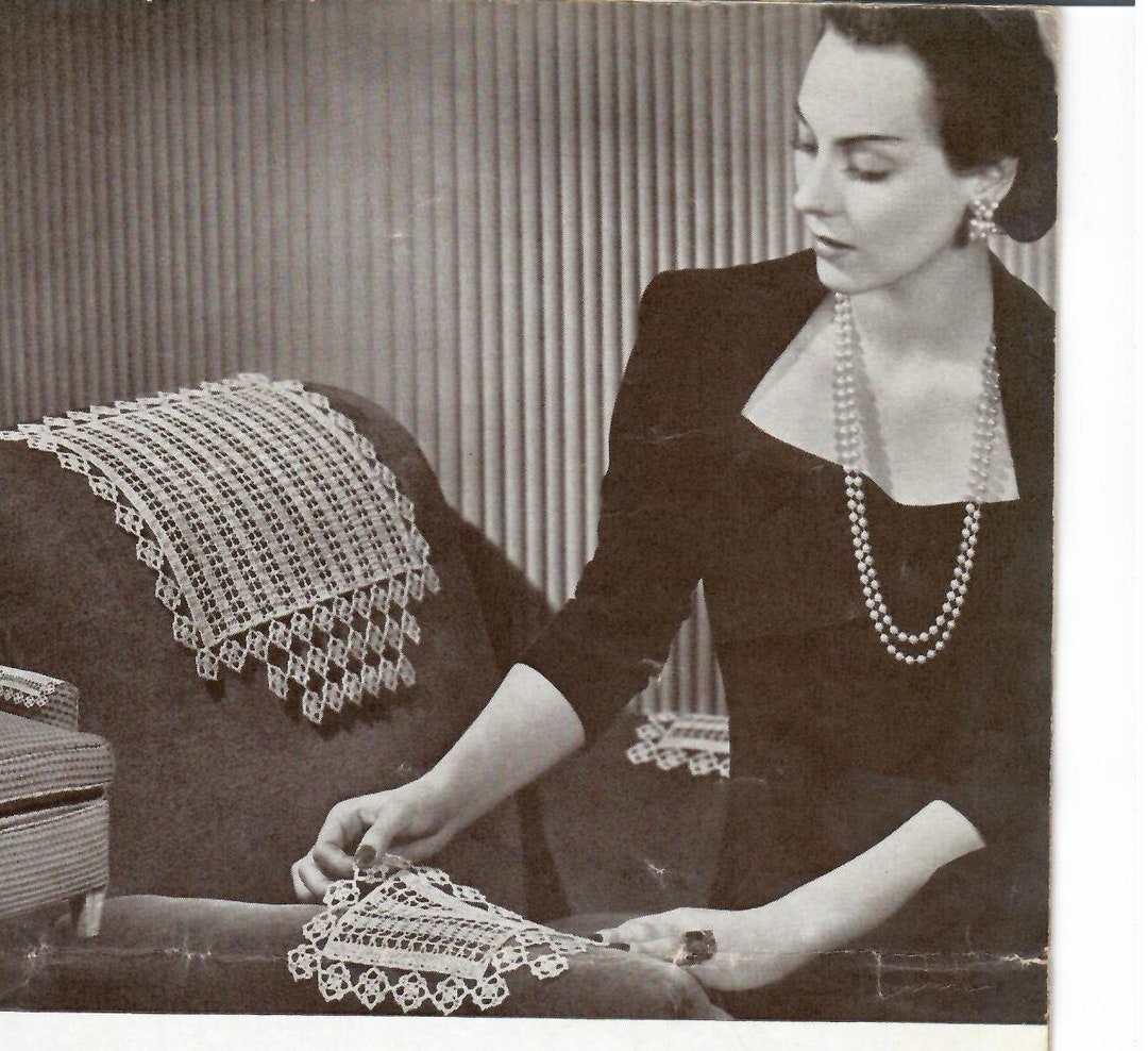 Vintage 1940s Crochet Antimacassar Chair Set Pattern (PDF Download) - Etsy