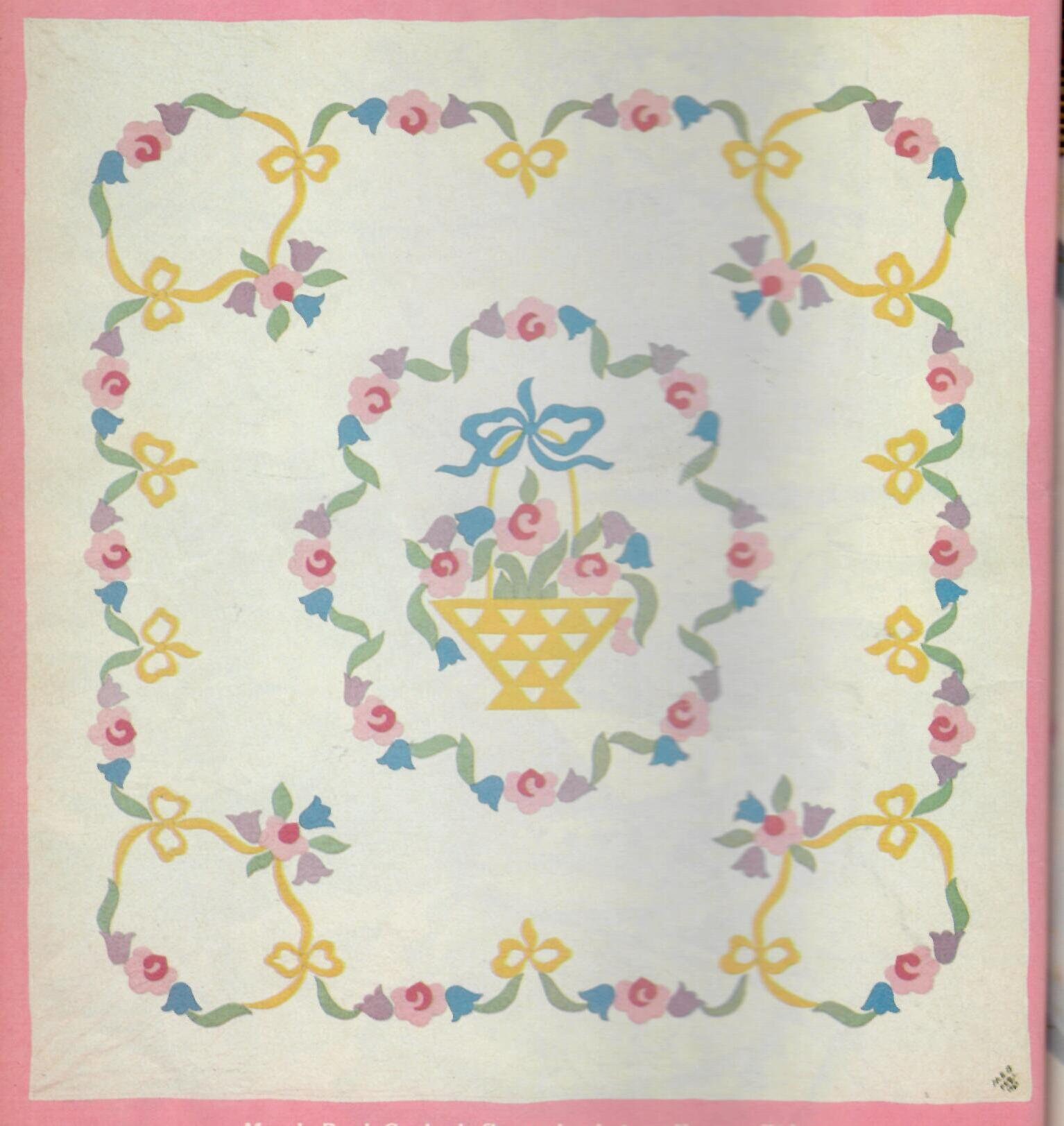 Vintage Applique Flower Basket Quilt Pattern W Templates Design PDF ...