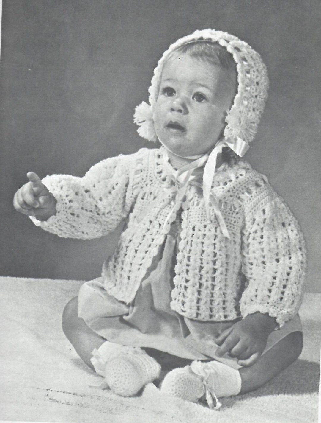 Vintage Crochet Baby Sweater Sacque Pattern Set Pattern PDF Instant ...