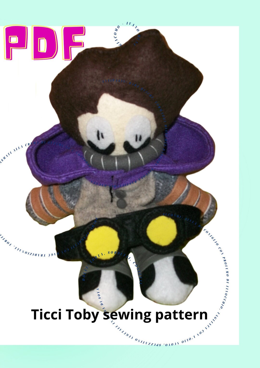 PDF Pattern Ticci Toby Creepypasta, 16" Easy Felt Doll Sewing Pattern, Inspired by Creepypasta ...