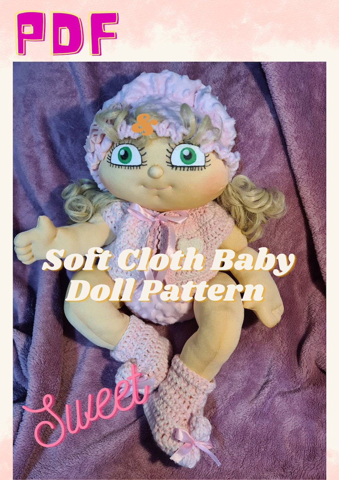 Soft Sculpture Baby Doll Pattern, 18" Cloth Doll, Doll Template ...
