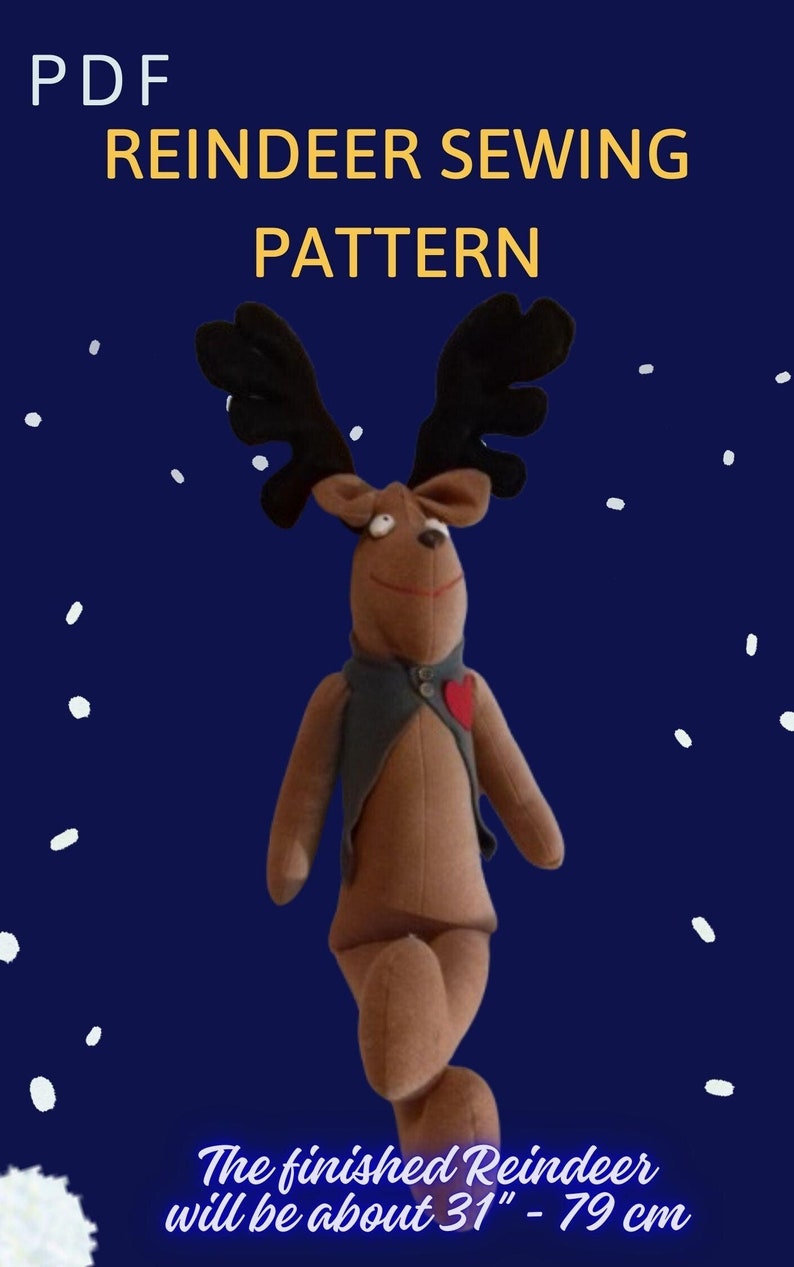 PDF Reindeer Sewing Pattern - PDF Includes Only the Reindeer Template ...