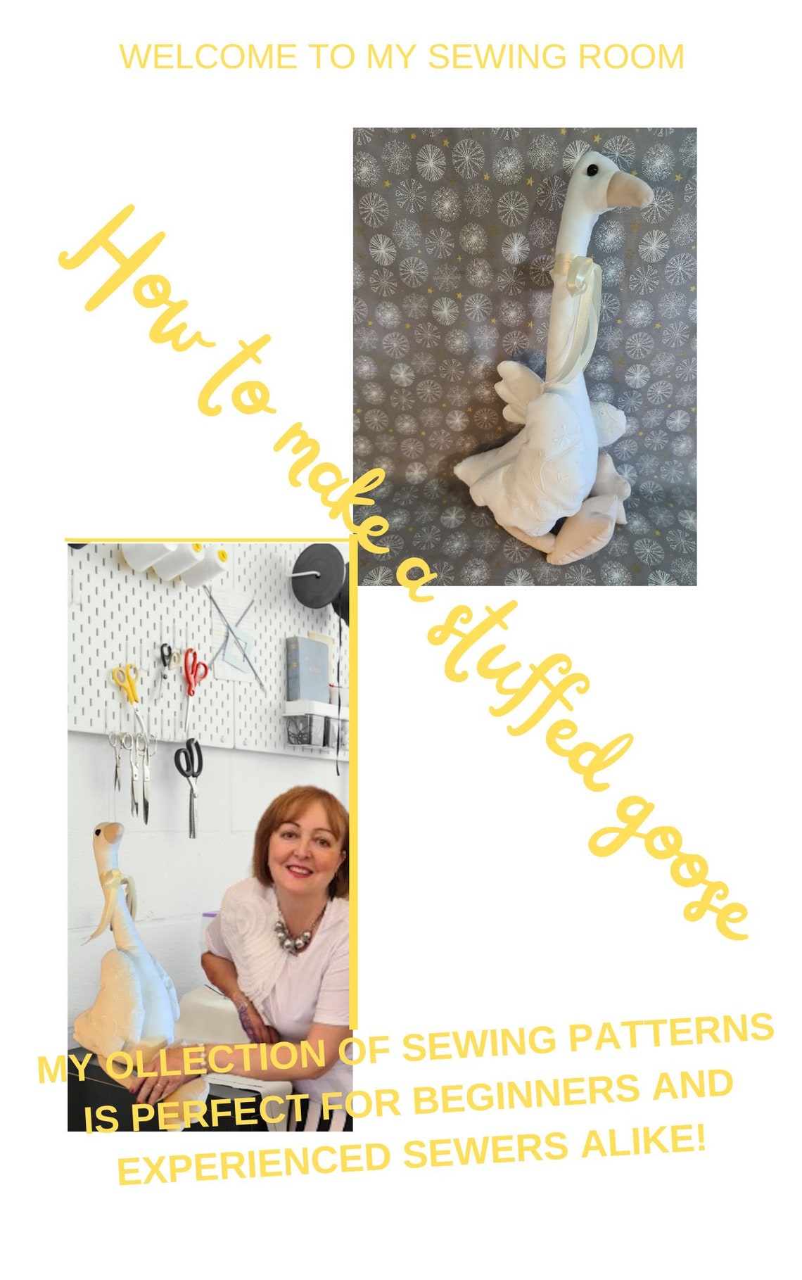 Goose PDF Sewing Pattern, Stuffed Animal Pattern, How to Make a Stuffed ...