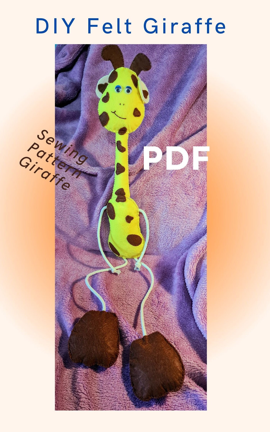 Felt Giraffe Sewing Pattern, Craft for Beginner Sewing Pattern, Jungle ...