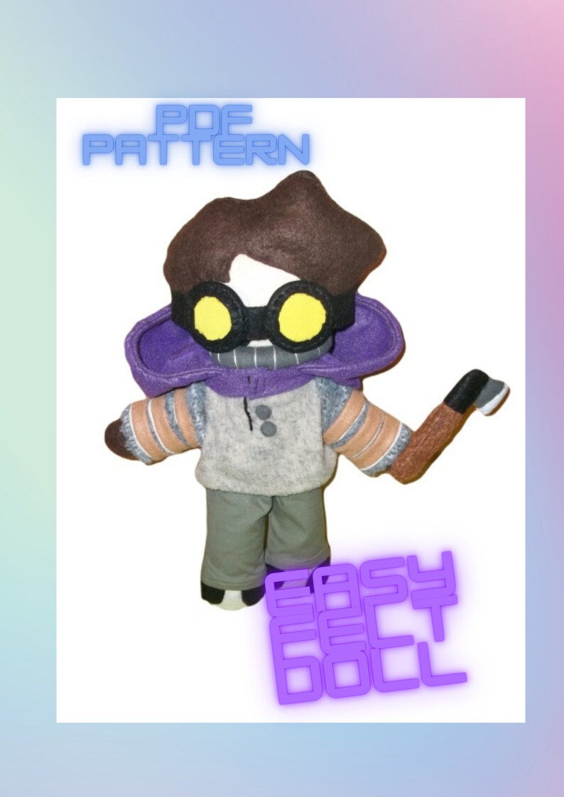 PDF Pattern Ticci Toby Creepypasta, 16" Easy Felt Doll Sewing Pattern ...