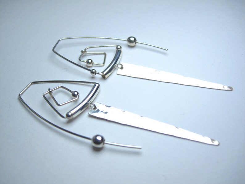 Abstract Sterling Silver Earrings, Sterling Silver Earrings, Sculptural ...