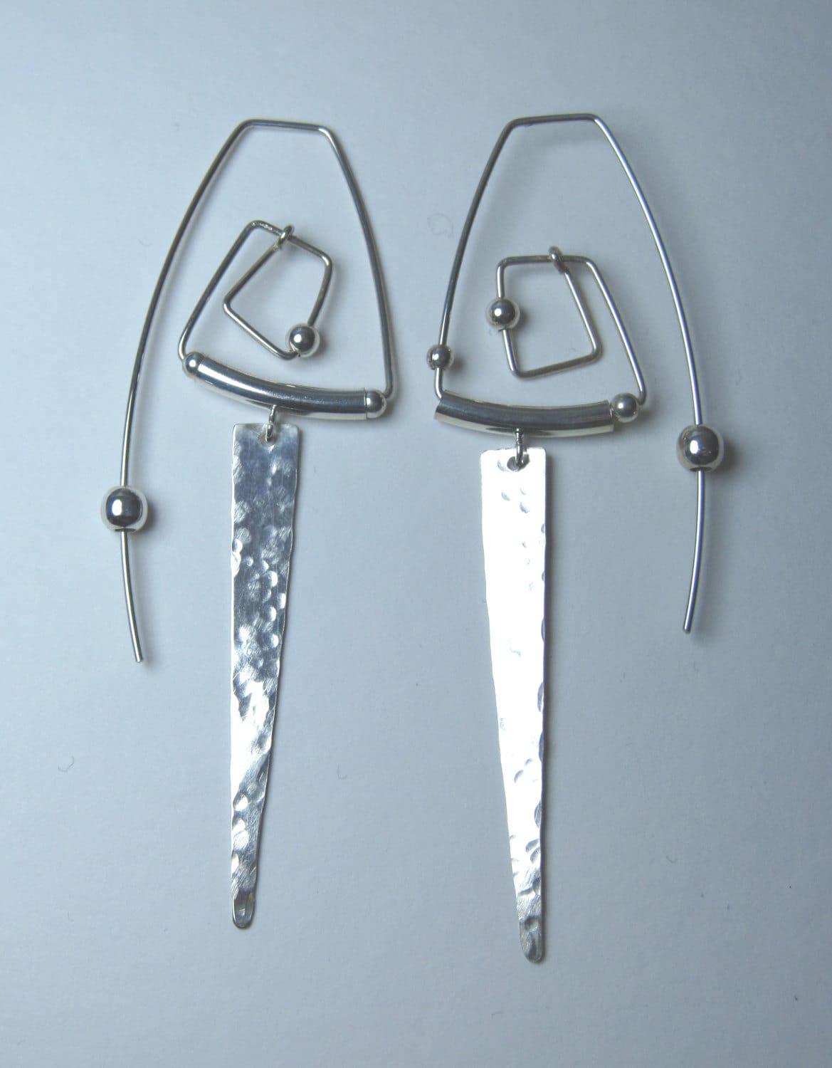 Abstract Sterling Silver Earrings, Sterling Silver Earrings, Sculptural ...