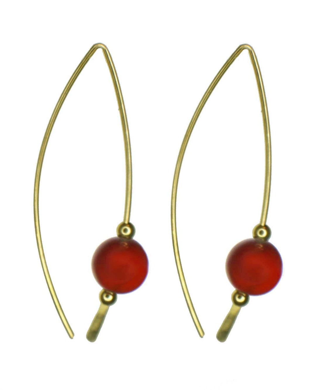 Carnelian Earring, Gold Earring, Red Earring, Minimalist Earring, Modern Earring, Classic ...