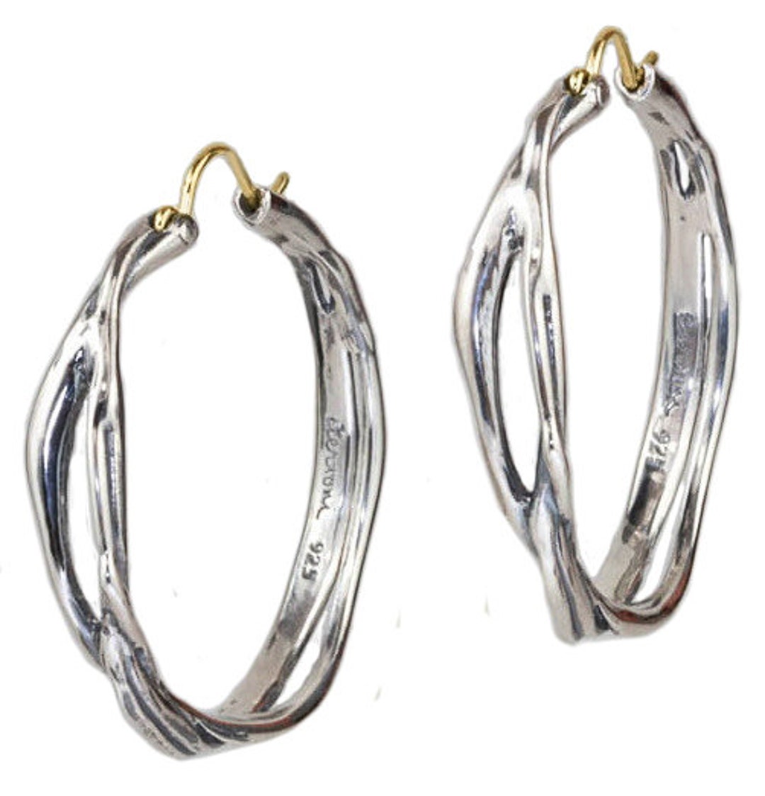 Sterling Silver Hoop Earrings, Unique Silver Hoop Earring, Organic ...
