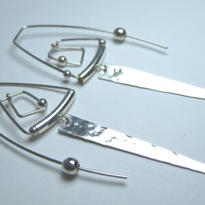 Abstract Sterling Silver Earrings, Sterling Silver Earrings, Sculptural ...