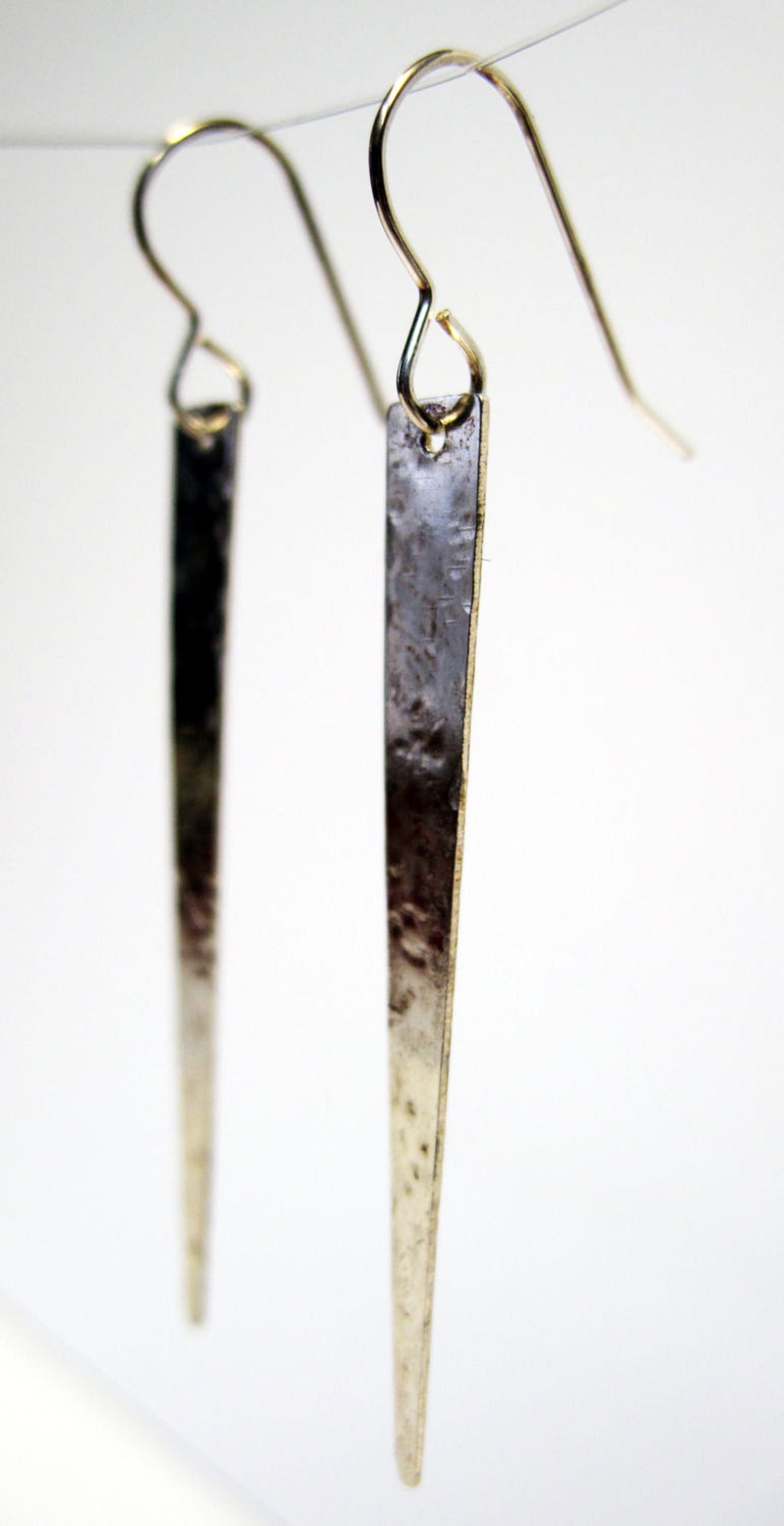 Classic Silver Earrings, Long Silver Earring, Long Triangle Earring ...