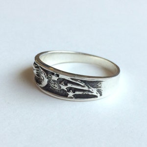 Sun Moon Stars Ring, Sterling Silver Sun Moon Star Ring, Moon Sun Star ...