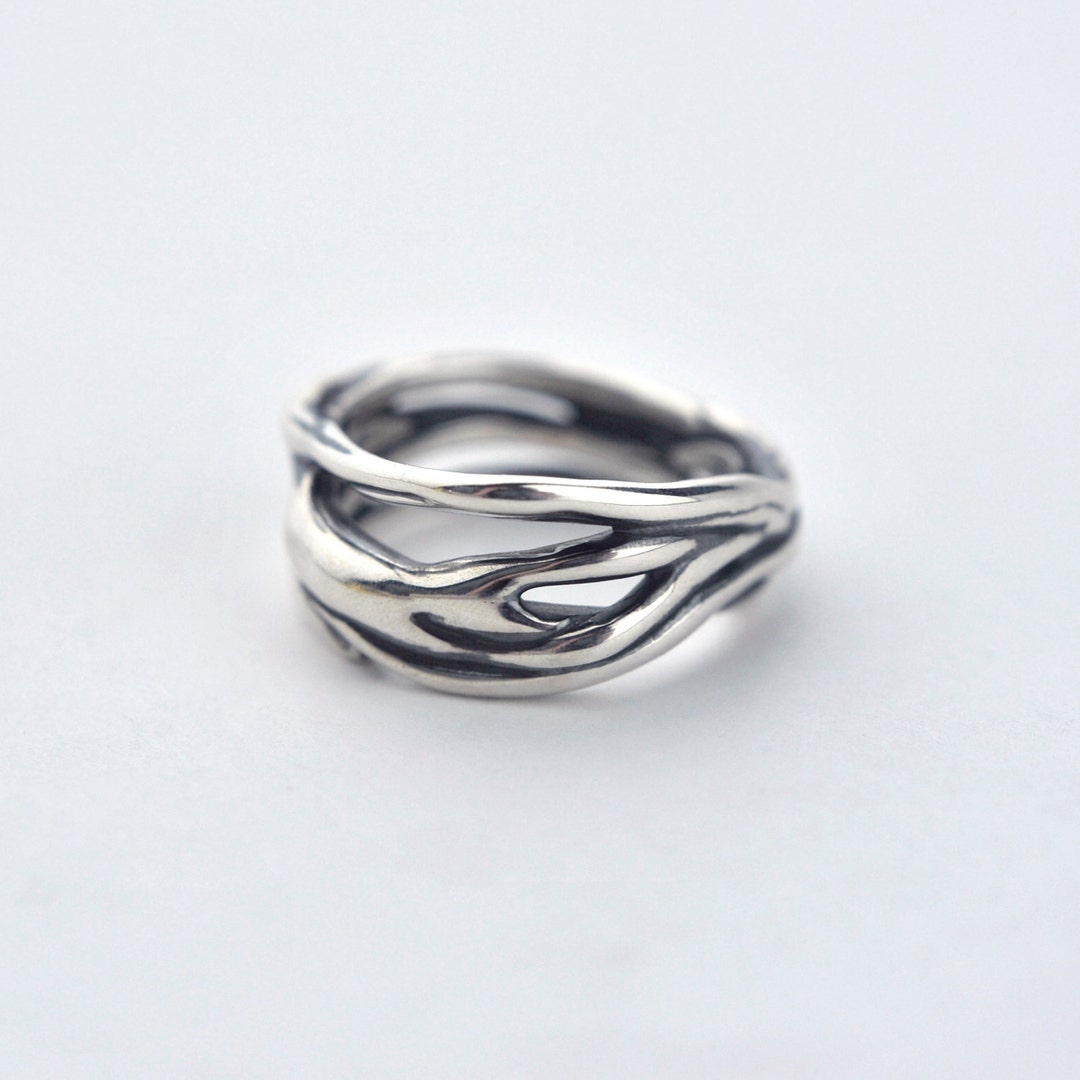 Men's Sterling Silver Ring, Organic Silver Ring, Alternative Bridal ...