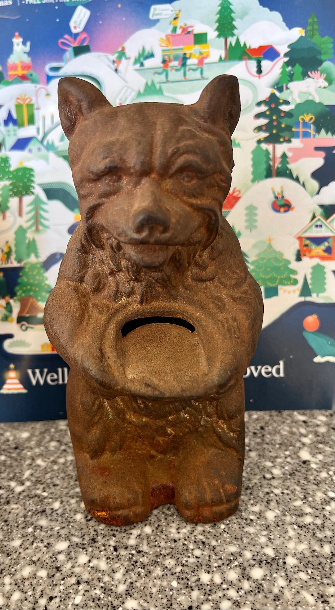 Vintage Cast Iron Bear Bank - Etsy