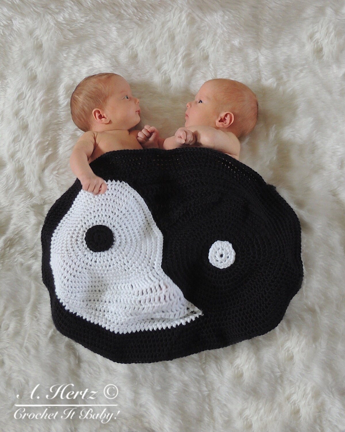 Crochet Ying and Yang Twin Cocoon Photo Prop - Newborn - PATTERN ONLY ...