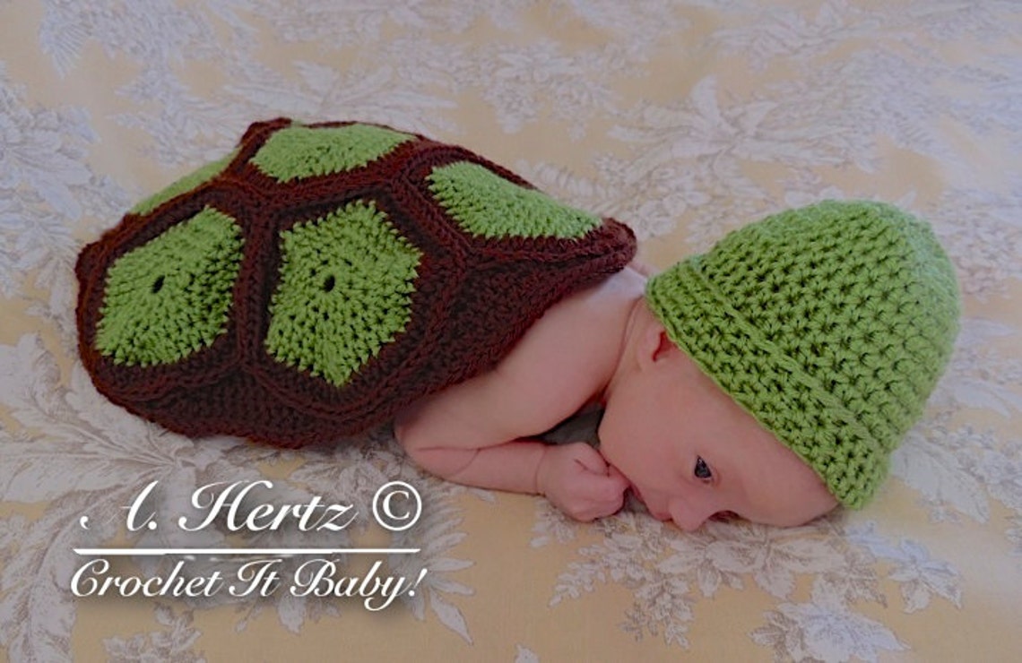 Crochet Turtle/tortoise Cover and Hat Photo Prop Set Newborn PATTERN ...
