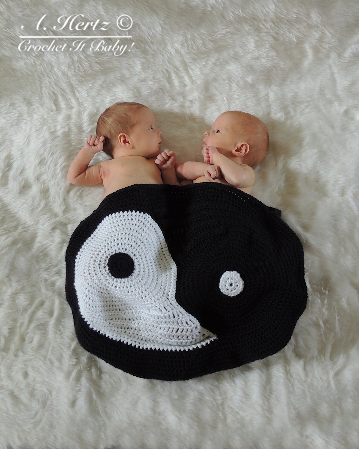 Crochet Ying and Yang Twin Cocoon Photo Prop - Newborn - PATTERN ONLY ...