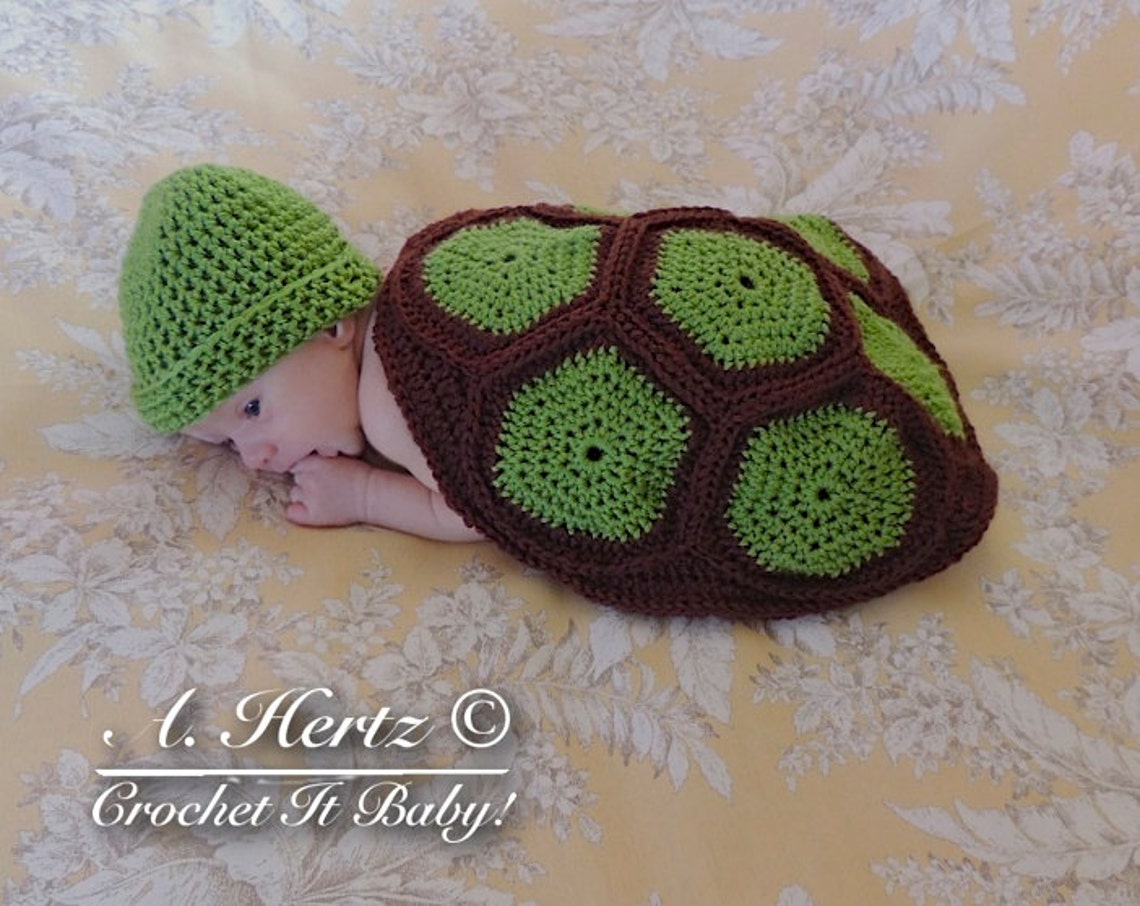 Crochet Turtle/tortoise Cover and Hat Photo Prop Set Newborn PATTERN ...