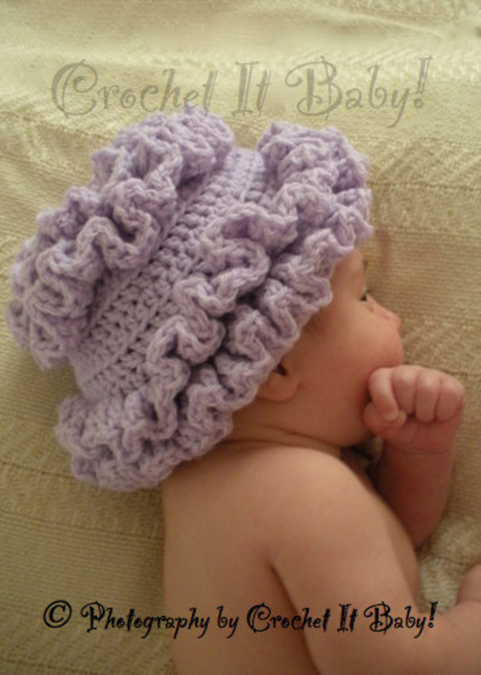 Crochet Baby Ruffling Ruffles Hat and Diaper Cover Photo Prop Set - NB ...