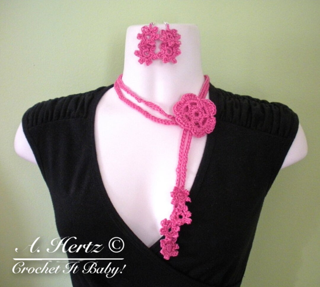 Crochet Daisy Chain Necklace and Earring Set - PATTERN ONLY - Etsy