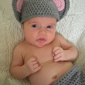 Crochet Little Mouse Hat and Diaper Cover Set Photo Prop - Newborn ...