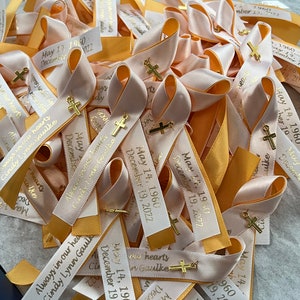 Custom Memorial Ribbons Pinned and Ready to Wear , Baptism Favors ...