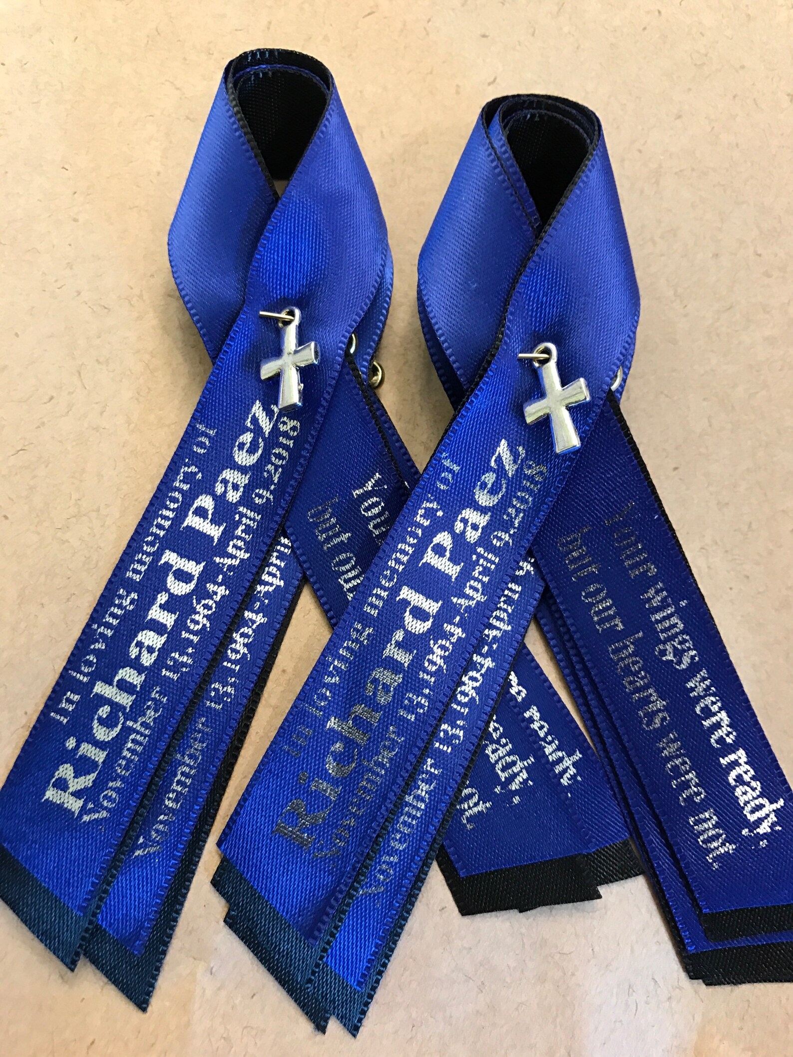 100 Cross Memorial Pins Personalized Ribbon Pinned Wedding - Etsy